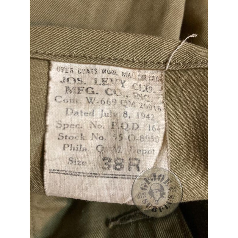 US ARMY WW2 MELTON OVERCOAT 38R USED