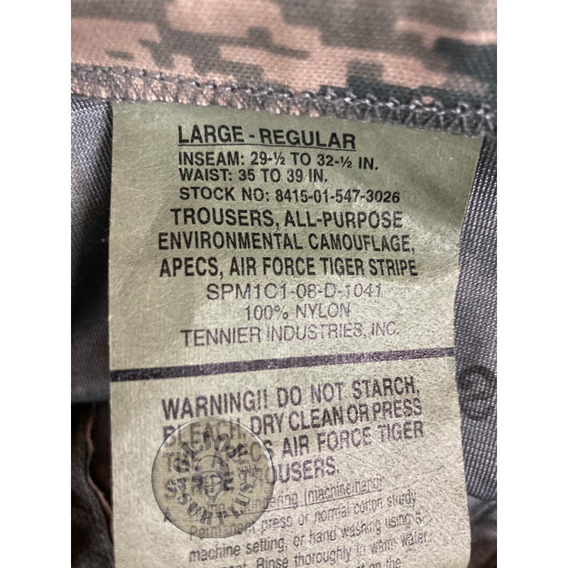 US AIR FORCE APECS GORETEX TROUSERS ABU TIGER STRIPE CAMO AS NEW