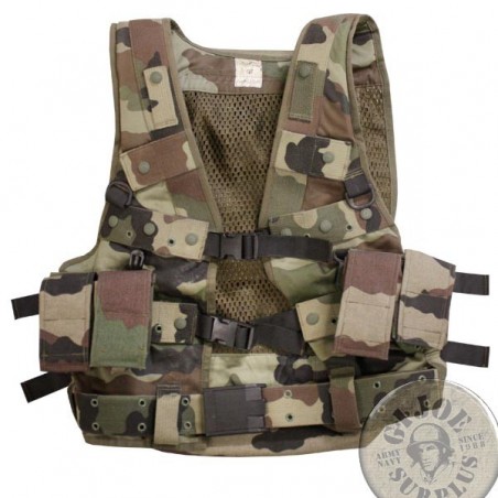 FRENCH ARMY CEE CAMO TACTICAL VEST WITH POUCHES
